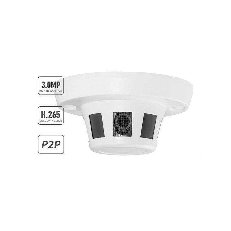 3MP IP indoor camera in a smoke detector Fire detector power Not included