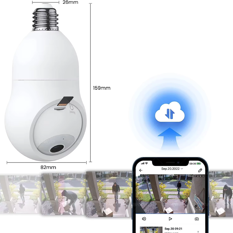 Wireless Panoramic Camera Bulb IP Surveillance 2MP Memory Not included ...