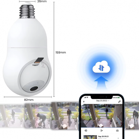 Wireless Panoramic Camera Bulb IP Surveillance 2MP Memory Not included ...