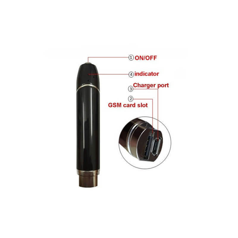 Bluetooh and GSM-connected spy microphone pen